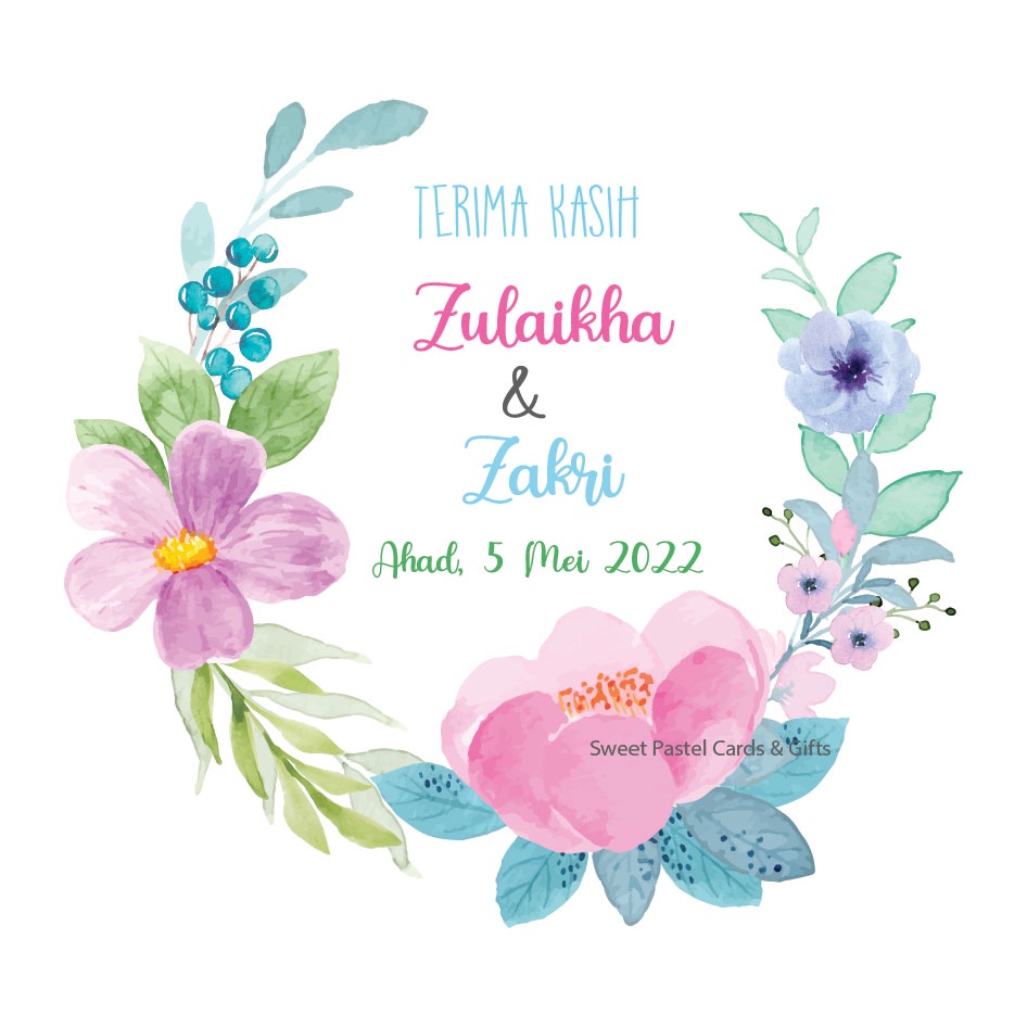 TQ STICKER DOOR GIFT NIKAH/KAHWIN/ TUNANG/AQIQAH (DESIGN18) Size:4/5/6 ...