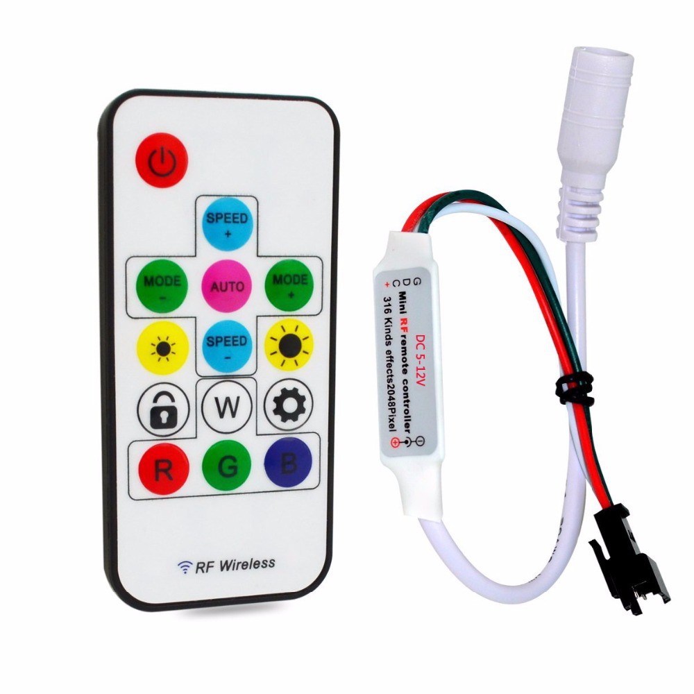 WS2812 SP103E 5V 12V 14Key RF RGB RGBW Wireless Controller Remote Mini ...