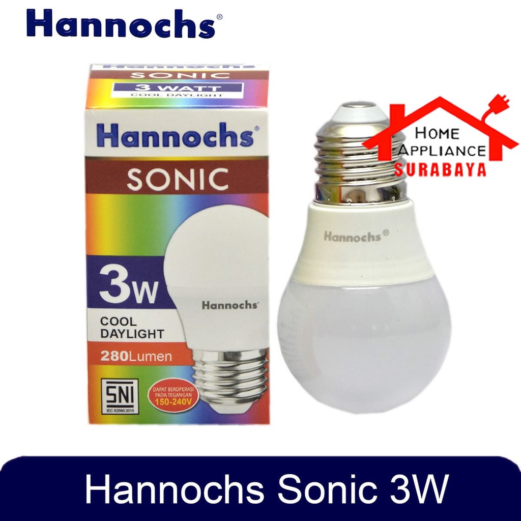 PUTIH CAHAYA Hannochs Sonic LED Bulb 3W 3 Watt White Light 6500K - Cool Daylight | Shopee Malaysia