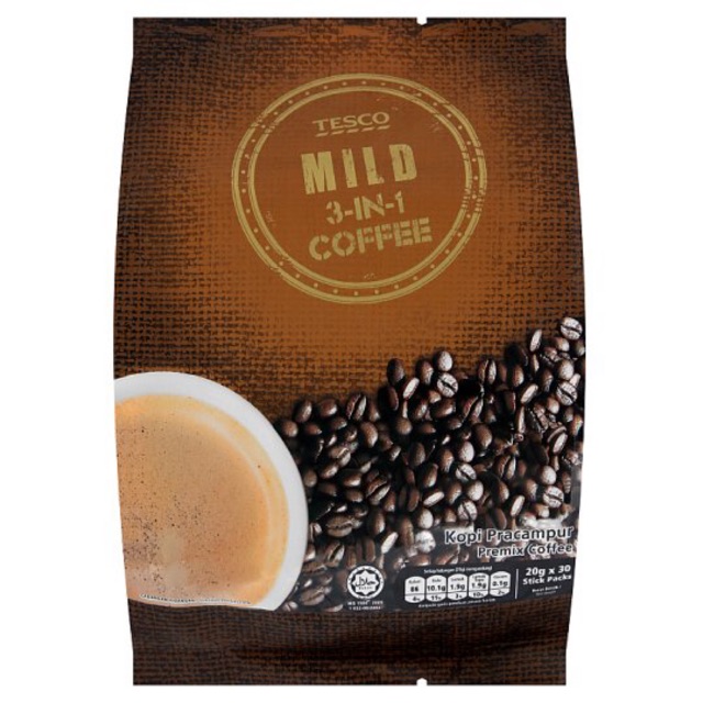 Tesco Mild 3-in-1 Coffee 20g x 30 Packs | Shopee Malaysia