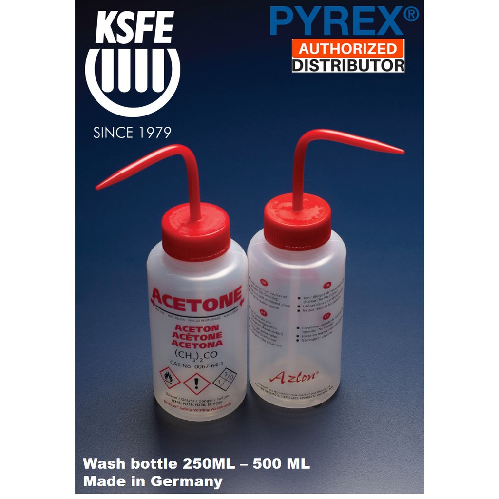 Azlon Wash Bottle, Wide Neck, Acetone 250 ML & 500 ML, Original from UK ...