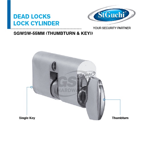 St Guchi SGWSW-55MM Dead Lock Cylinder - Thumbturn And Key | St Guchi ...