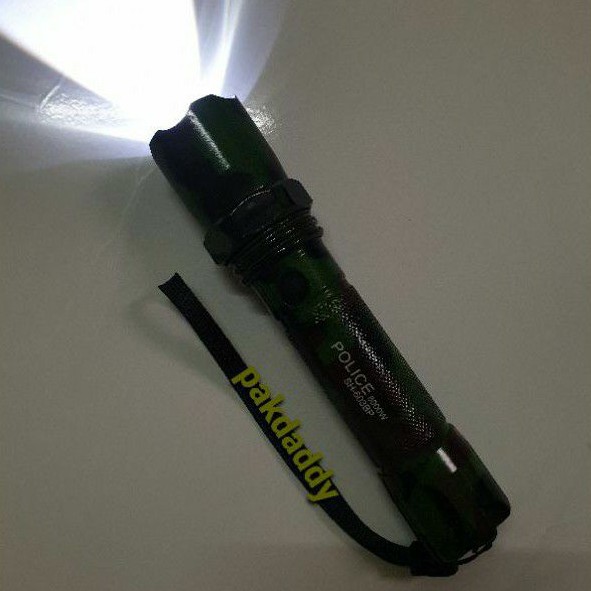 Lampu LED Torch Light Police SWAT.. Rechargeable Terang.. Bateri Tahan ...