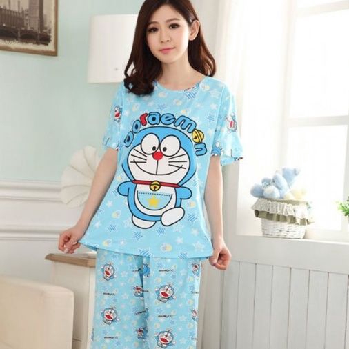 2PCS DORAEMON SHORT SLEEVE PYJAMAS (M/L/XL) | Shopee Malaysia