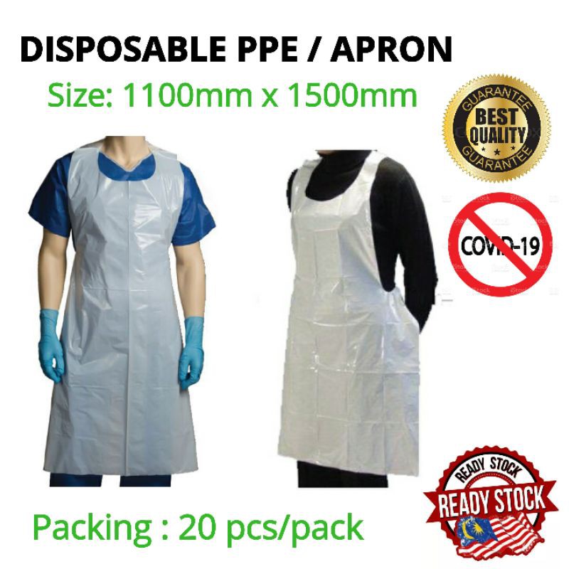DISPOSABLE PPE /DISPOSABLE APRON / PLASTIC APRON (20PCS/PACK) | Shopee ...