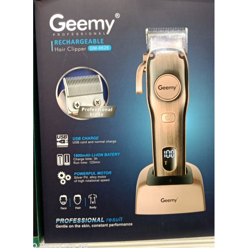 GEEMY PROFESSIONAL RECHARGEABLE HAIR CLIPPER GM-6626 PROFESSIONAL BLADE ...