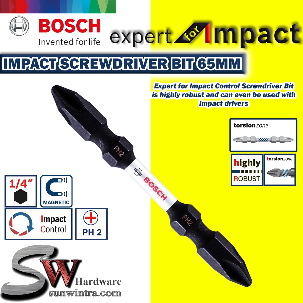 Bosch Impact Screwdriver Bit Double End Bit PH2 x 65MM #2608522405 ...