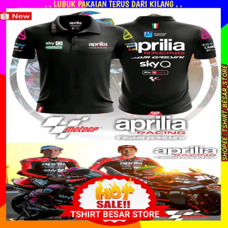 🏁 Tshirt Polo Aprilia Racing Team Gresini 2022 MotoGP baju Koler Lelaki ...