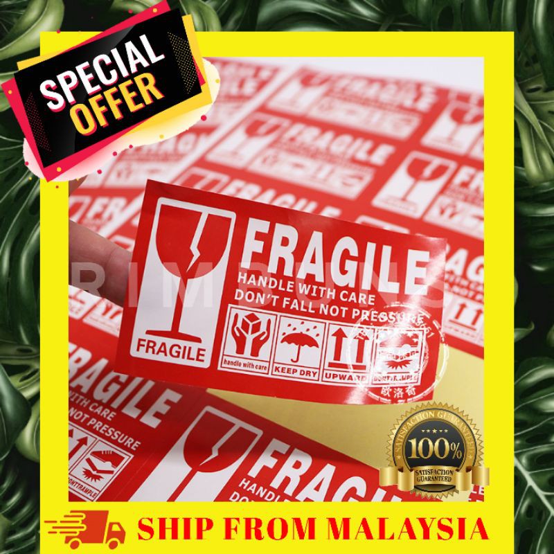 FRAGILE STICKER FOR PARCEL PACKAGING COURIER BUNGKUSAN TAMPAL BAHAN ...