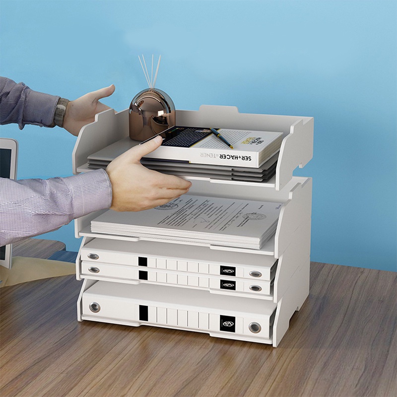 Office folder storage box desktop file organizer multilayer stackable ...