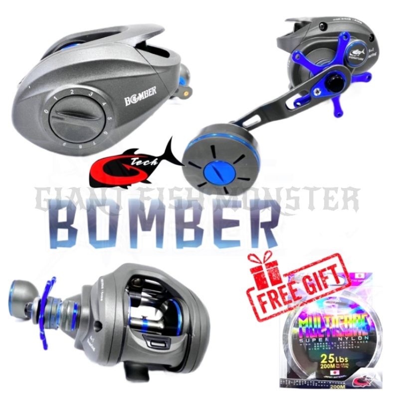 2022 G-TECH BC JIGGING REEL BOMBER 301HG ( METAL BODY ) WITH FREE GIFT ...
