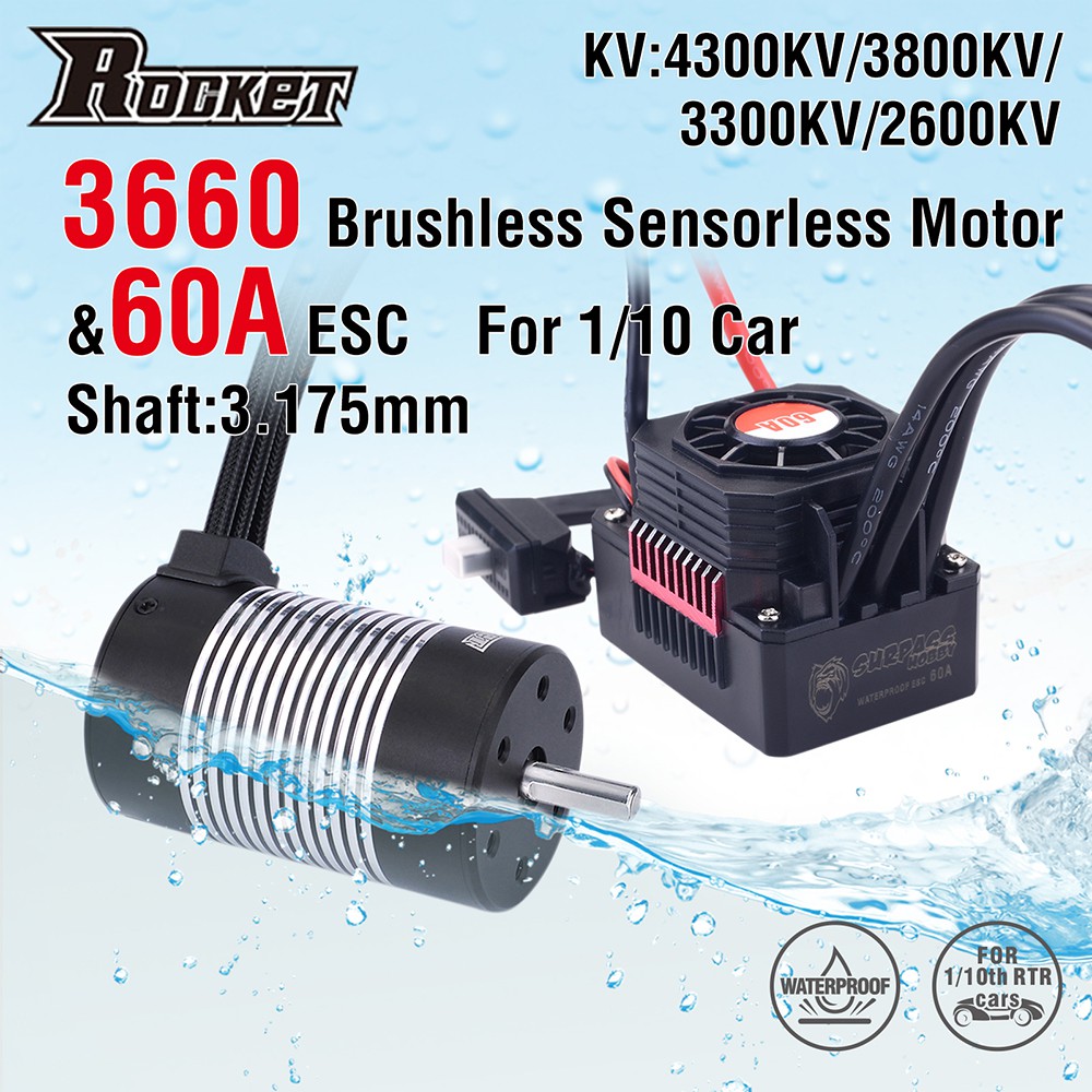 SURPASS HOBBY Rocket Brushless Motor Combo Waterproof F540 3650 3660 ...