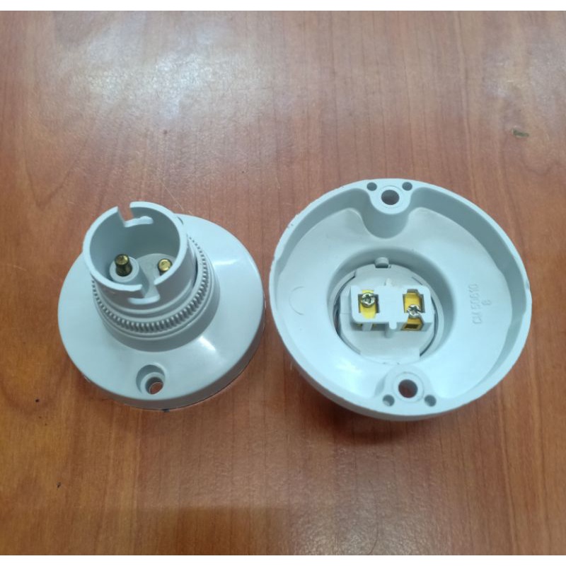 B22(BC) Batten Lamp Holder / Socket Light Bulb Holder c/w Base (Black ...