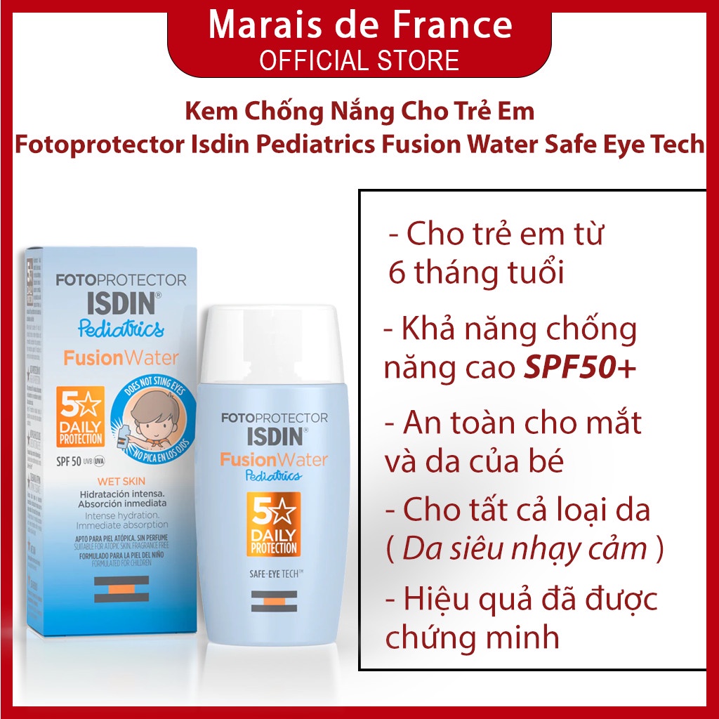 [Children From 6 months old] ISDIN Pediatrics Fusion Water SPF 50 ...