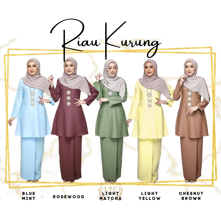 BAJU KURUNG RIAU BASIC COMO CREPE KURUNG PLUS SIZE BAJU RAYA Blue Mint ...