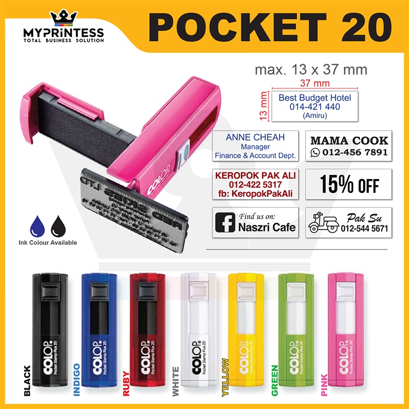 * SAME DAY POST * (READY STOK) Colop Pocket Rubber Stamp 20 | 30 | 40 Self Inking Rubber Stamp ...