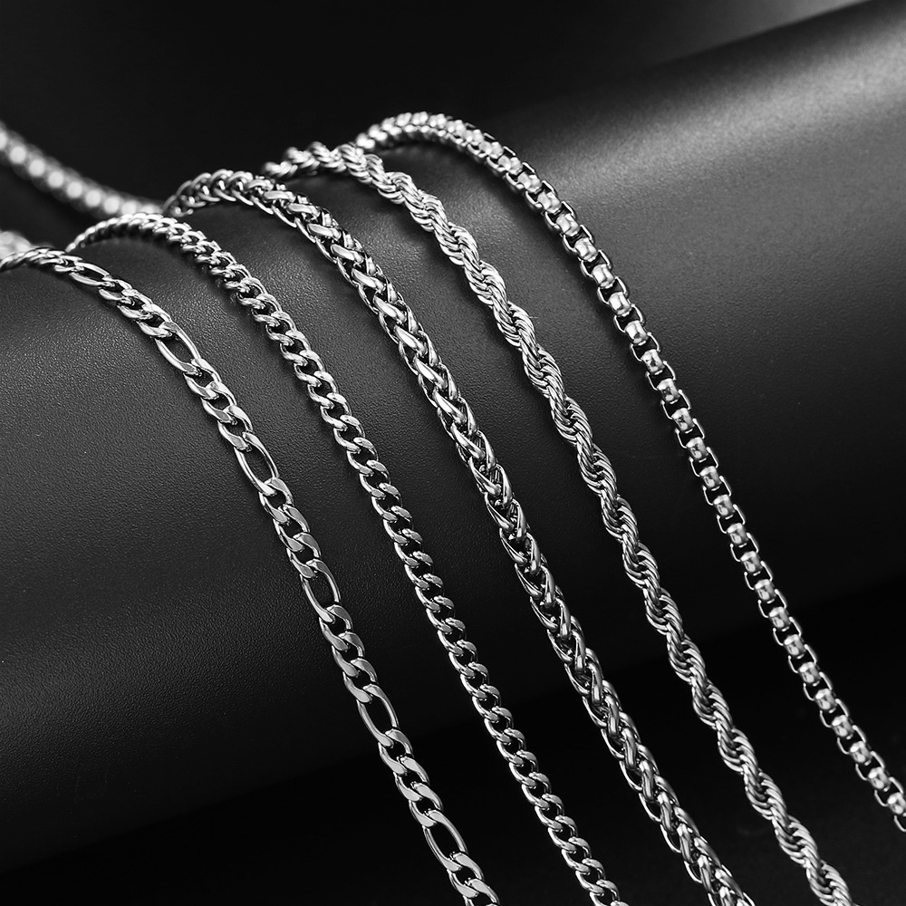 Rantai Leher Lelaki Men Women Hip Hop Non-fading 3mm Stainless Steel ...