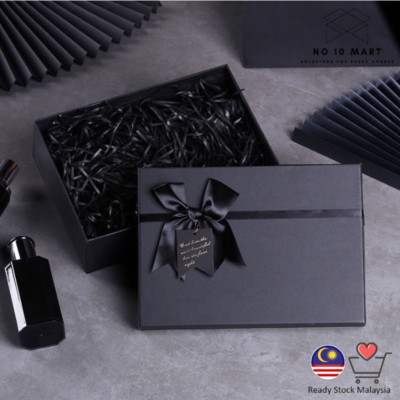 [Ready Stock] Exclusive Big Size Black Gift Box With Ribbons Beautiful ...
