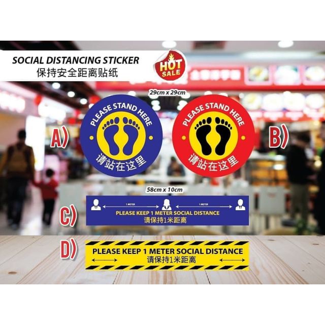Floor Sticker Covid 19 | Synthetic Sticker | Matt Lamination | Shopee ...