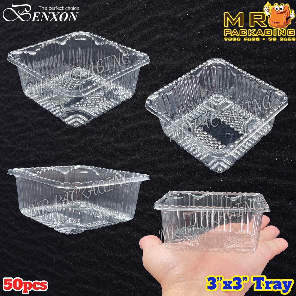 3" Plastic Tray & Lid [ 50pcs± ] Mooncake 888 Bakery Clear OPS PET Food ...