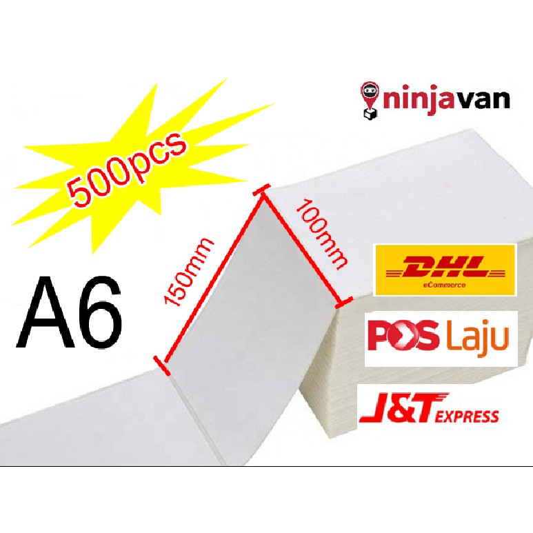 Waybill Thermal Paper Shipping Label Sticker SIZE A6 (100x150mm ...