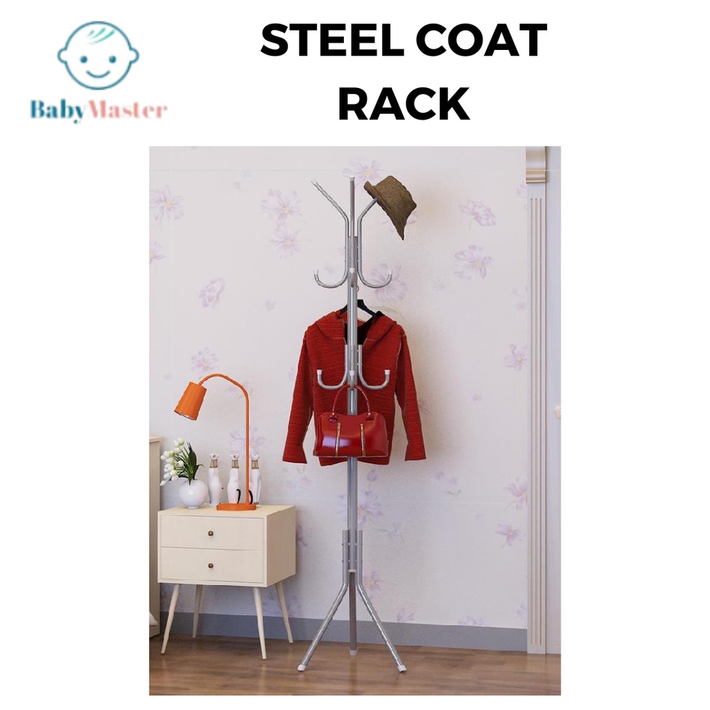 12 Hooks Steel Clothes Rack Coat Rack Hanging Pole for Clothes Umbrella ...