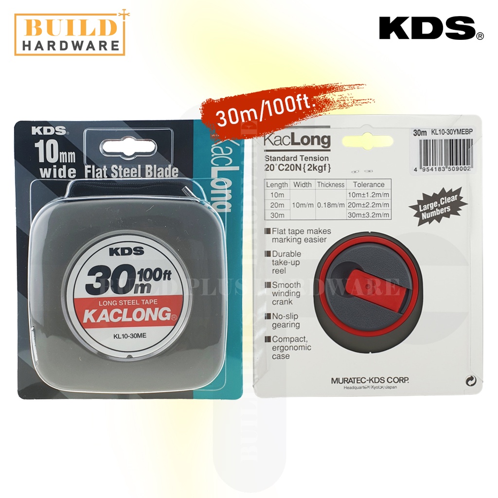 KDS KacLong KL10 Long Steel Tape 10M/20M/30M Measuring Tape 10mm wide Flat Steel Blade Pita ...