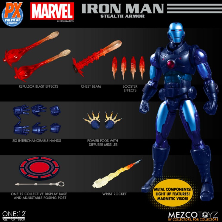 Mezco Toyz One:12 Collective The Invincible Iron Man Stealth Armor PX ...