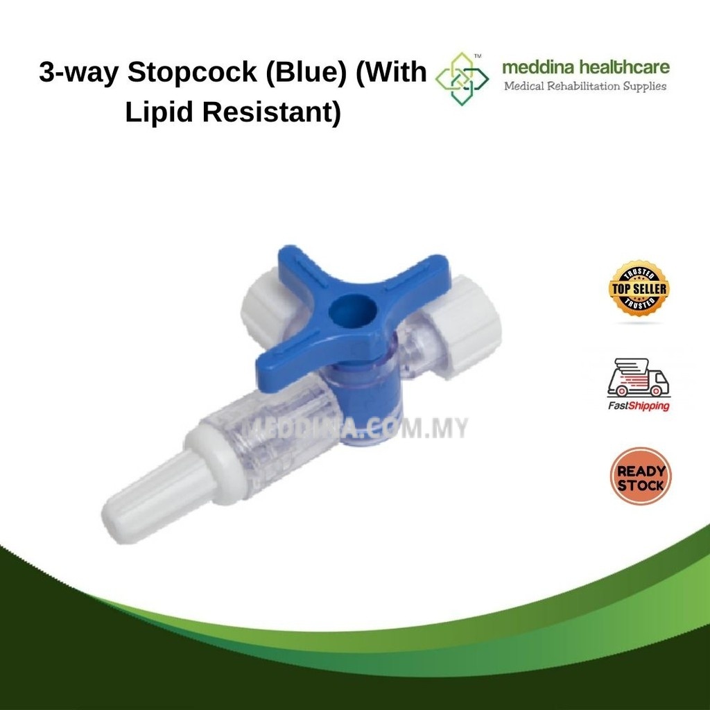 MEDDINA 3-Way Stopcock (Blue) (With Lipid Resistant) | Shopee Malaysia