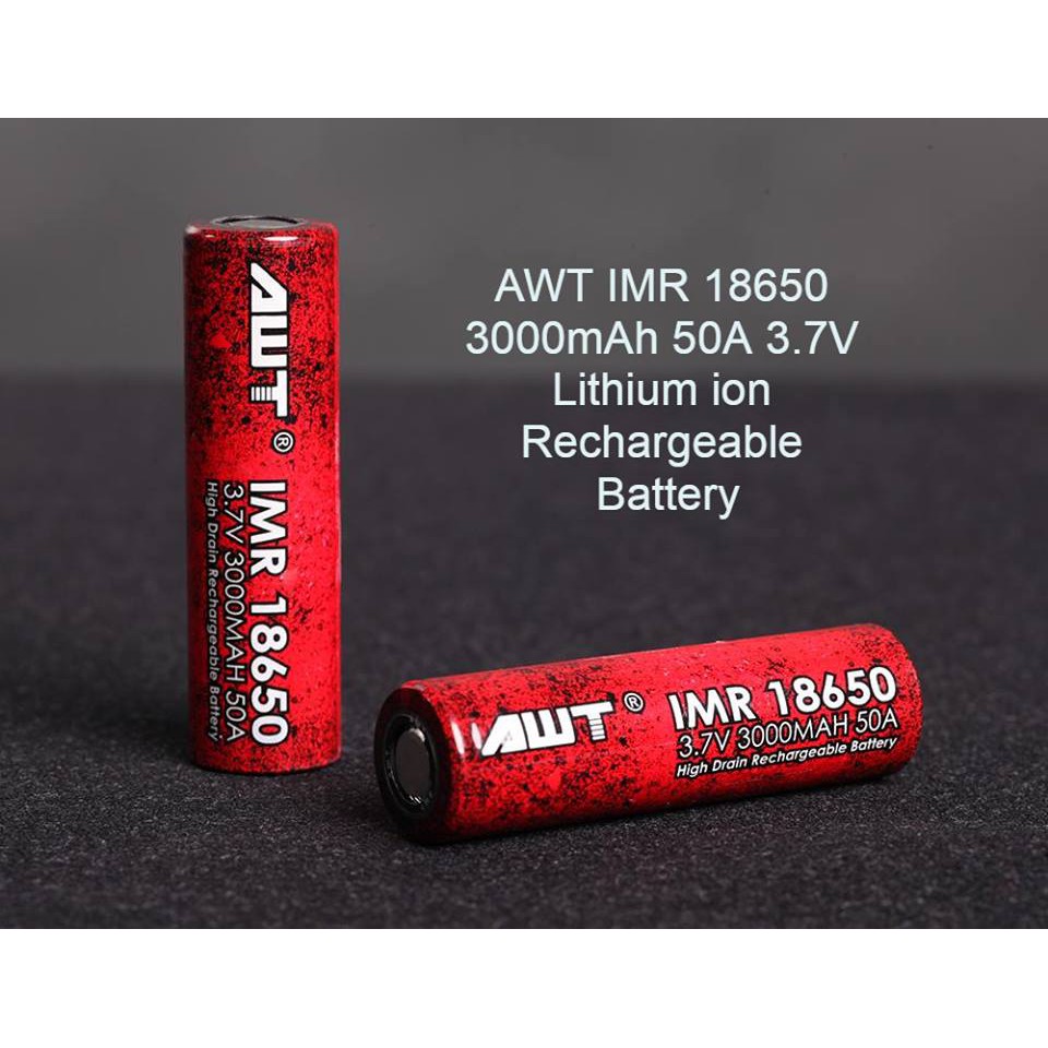AWT IMR 18650 3.7V 3000mah 40A High Drain Rechargeable Battery (FULL ...