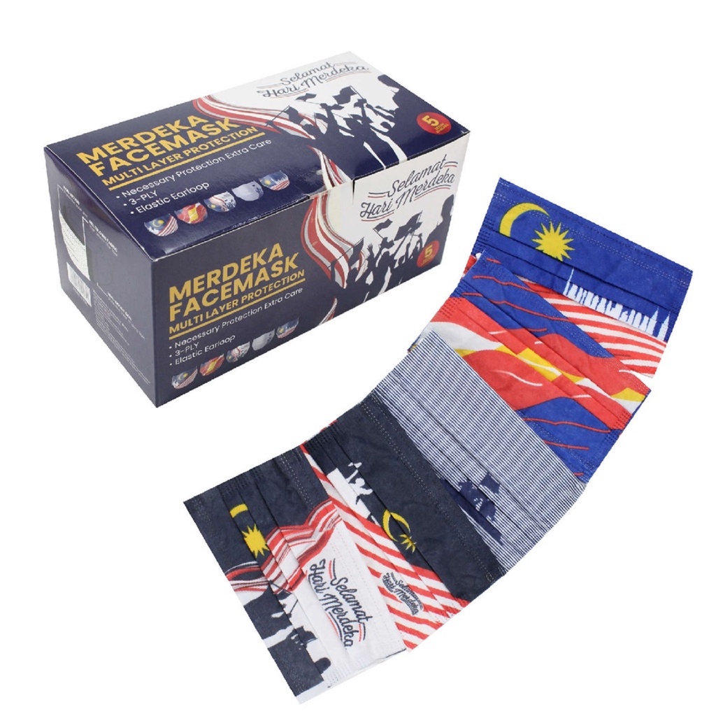 3-Ply Disposable Lace Fabric Face Mask Adult Ear-loop - Merdeka Series ...