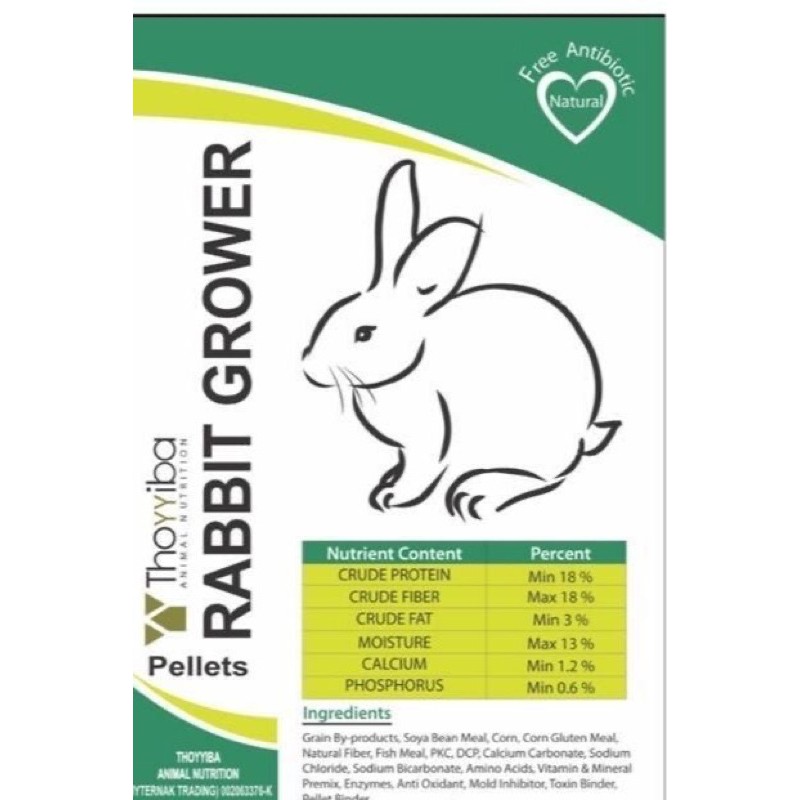 (🇲🇾 Readystock) 1kg Thoyyiba Rabbit Grower/makanan,dedak arnab | Shopee ...