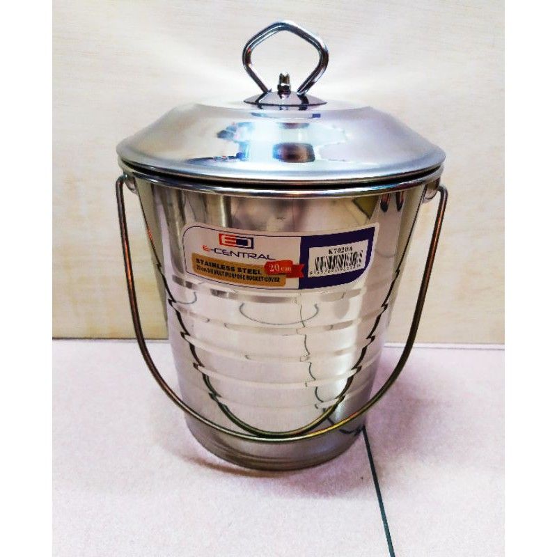 Stainless Steel Multipurpose Bucket / Pail with Cover⚡白钢盖桶⚡Baldi Steel ...
