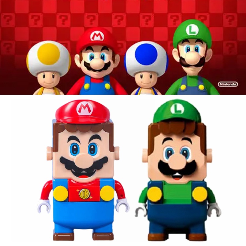 【Super Mario】Mario Luigi minifigure Model Building Blocks Educational ...