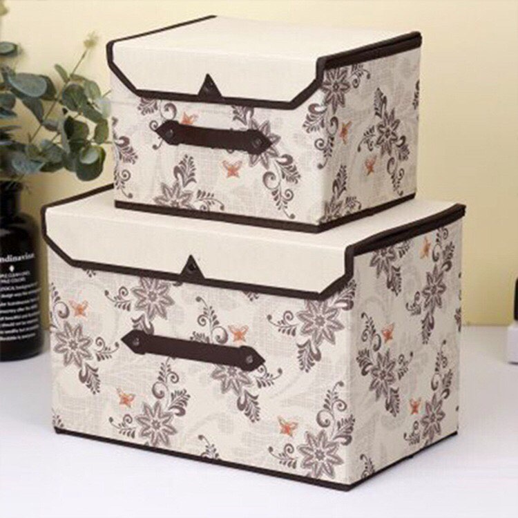 《Mega Deal》2 In 1 Korean Storage Box Foldable Linen Cloth Storage Box ...