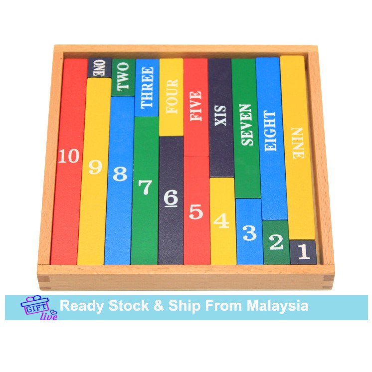 Montessori Colour Decimal Bar Math Teaching Aid Kids Wood With Numbers ...