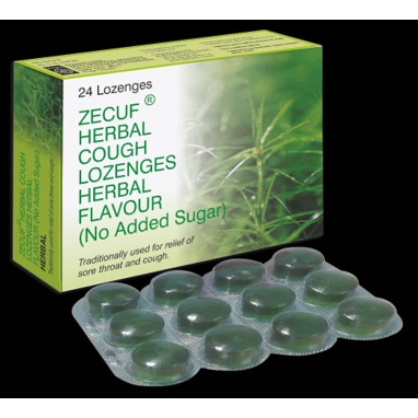 ZECUF HERBAL COUGH LOZENGES HERBAL FLAVOUR (No Added Sugar) 24 LOZENGES ...