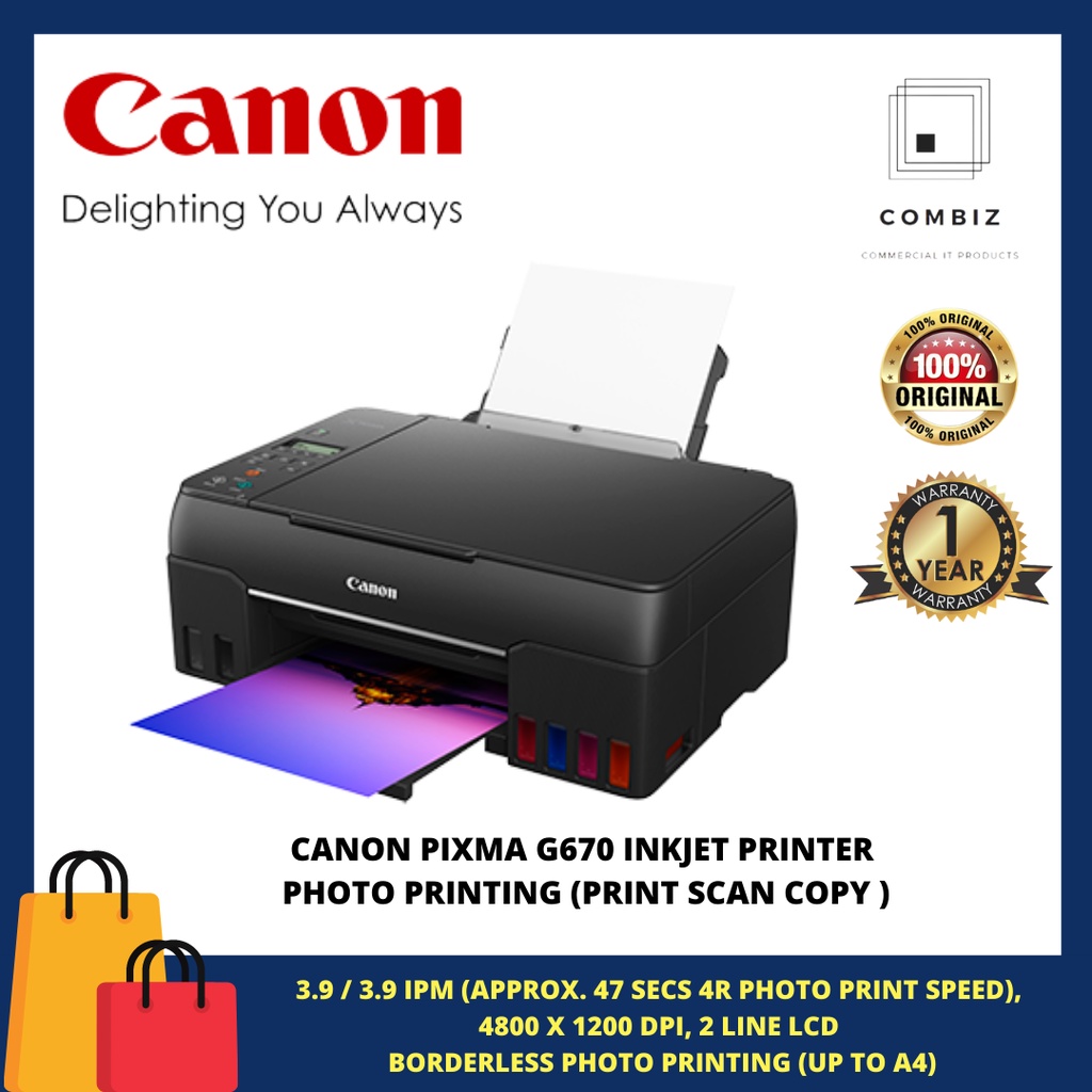 CANON PIXMA G670 INKJET PRINTER PHOTO PRINTING ( STOCK PLEASE ASK ...