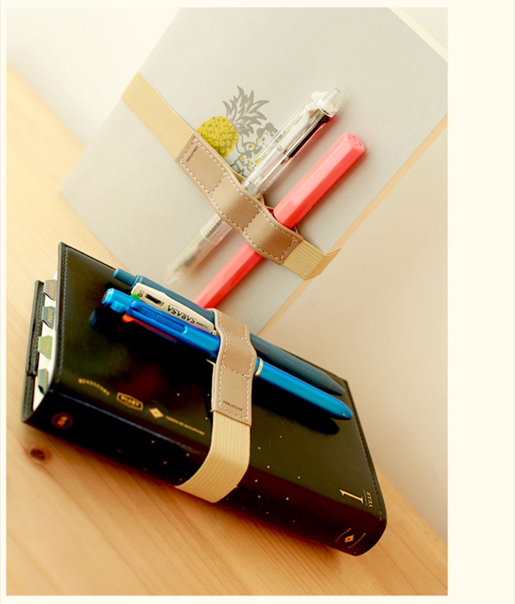 BZS Classic PU Leather Book Belt Pen Holder Adjustable Strap Pen ...