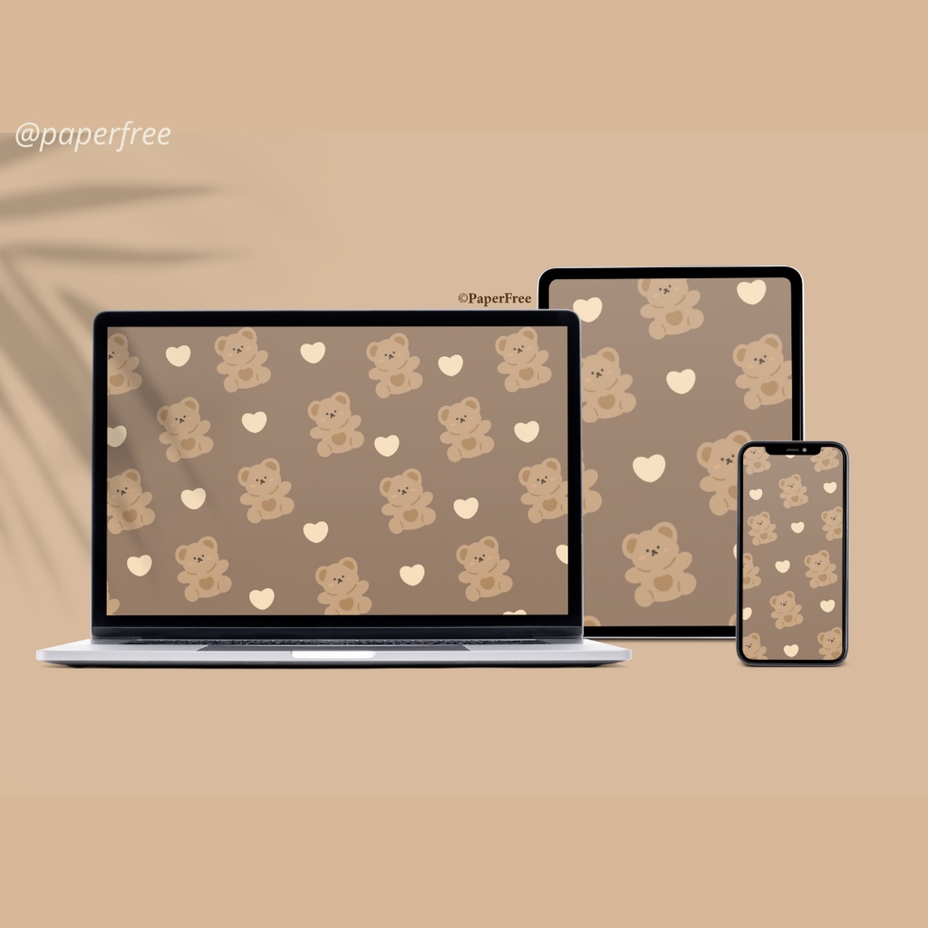 Cute Bear Pattern Desktop Phone Tablet Ipad Illustrated Wallpaper ...