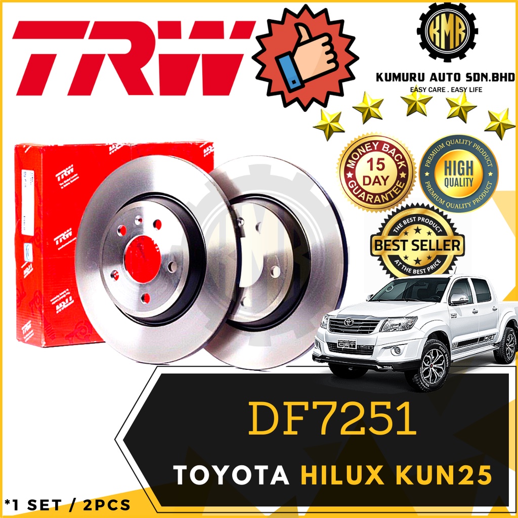 (1@Pair) TRW Front Brake Disc Rotor Set Toyota Hilux KUN25 KUN26 ...