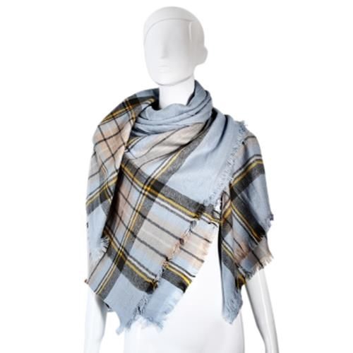 CASUAL GRID DESIGN LADIES WARM SCARF (AZURE) | Shopee Malaysia