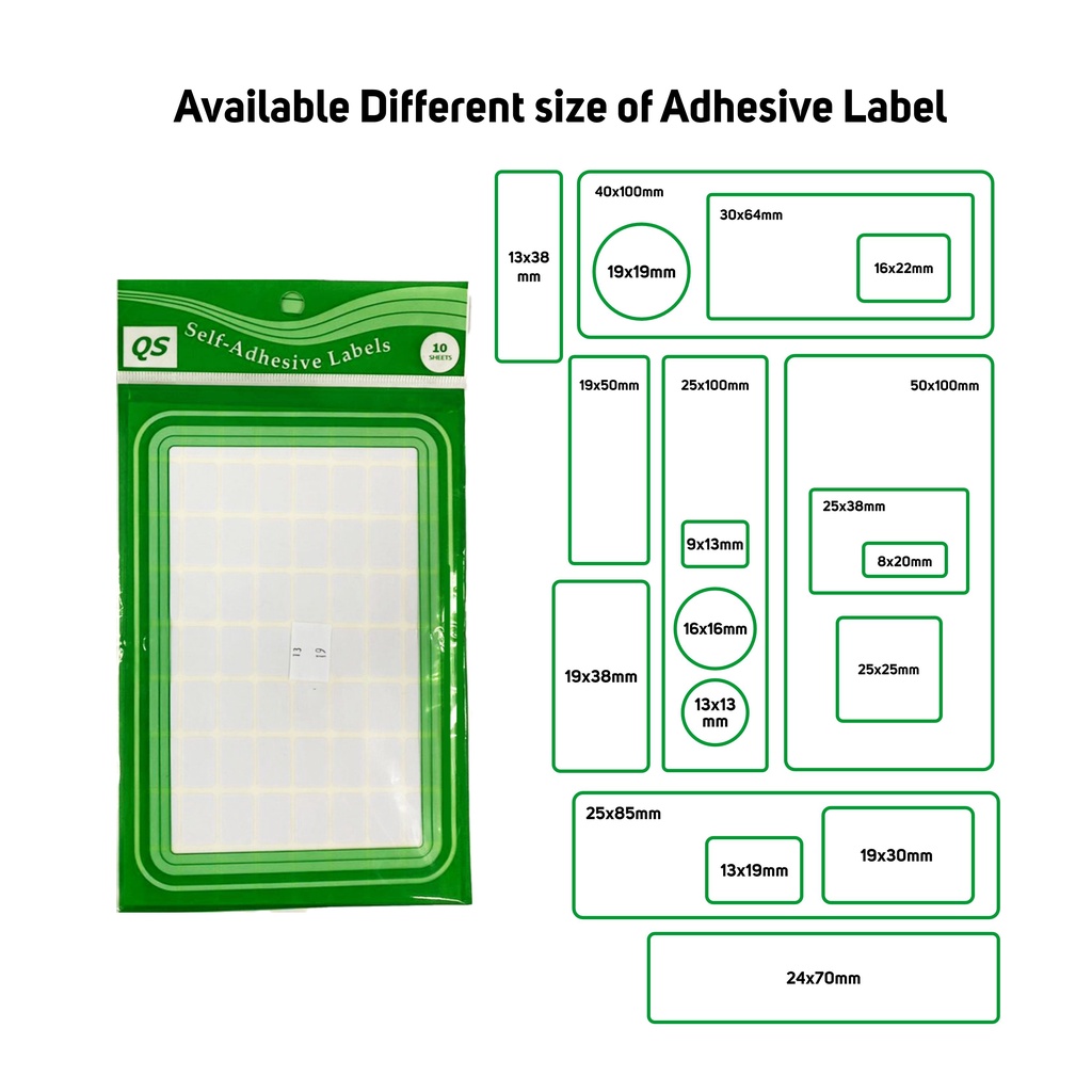 Self Adhesive Label 10 Sheet / available in different sizes / sticker ...