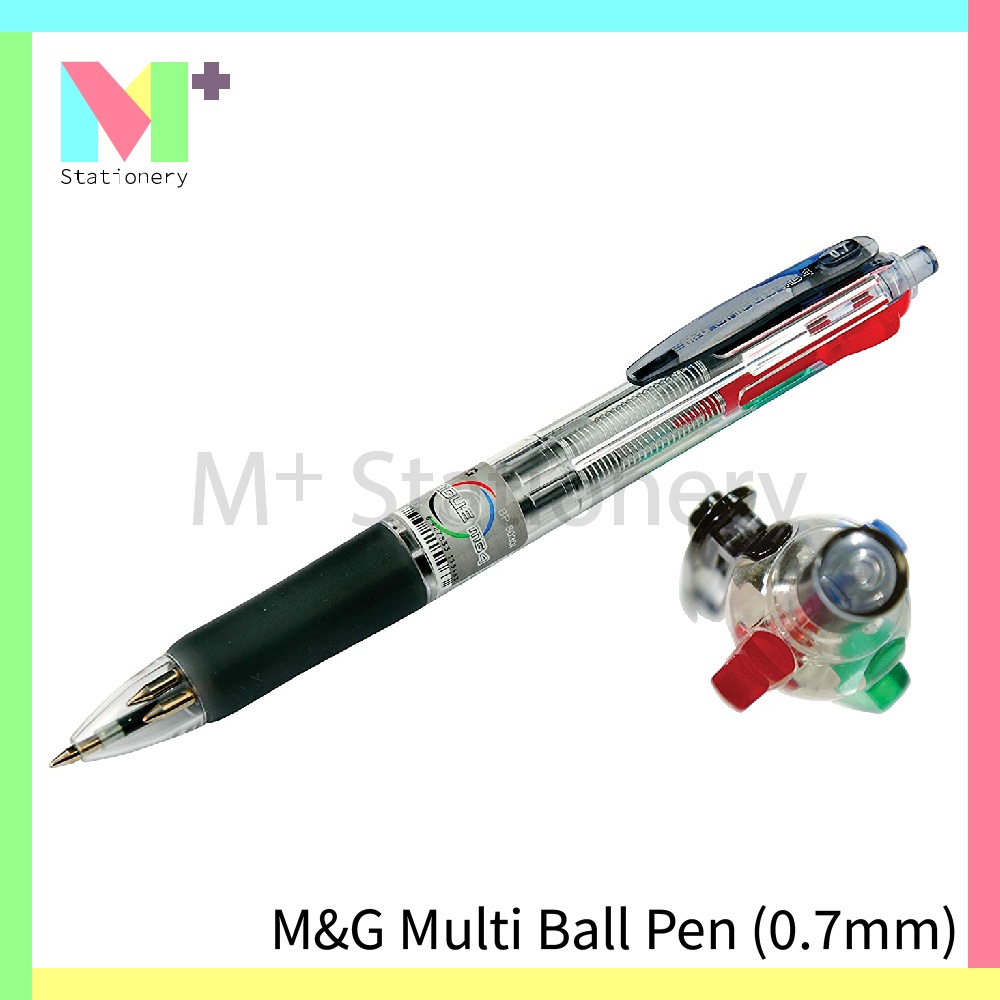 M&G 4 Colours Pen 0.7mm Color Ball Point Pen ABP80371 (Blue, Black, Red ...