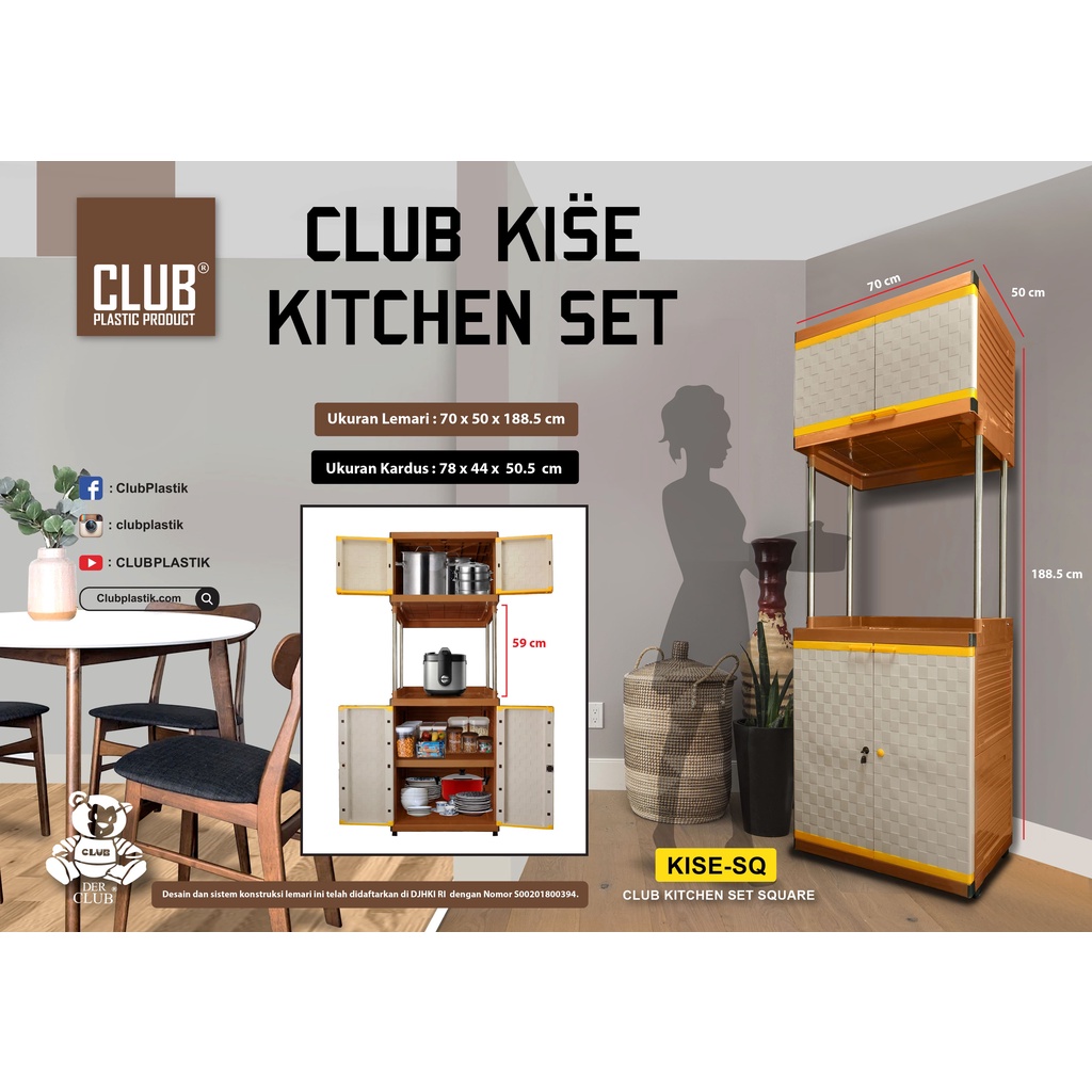 PERALATAN Club Kise Kitchen Set Square/Kitchen Cabinet Rack/Dish Glass ...