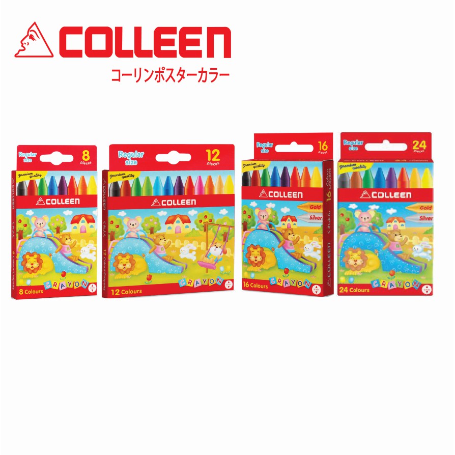 COLLEEN Regular Wax Crayon Round 8 12 16 24 Colors | Shopee Malaysia