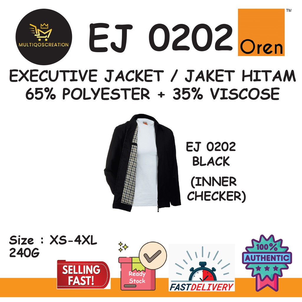 OREN SPORT EXECUTIVE BLACK JACKET CHECKER EJ0202 / JAKET HITAM CHECKER ...