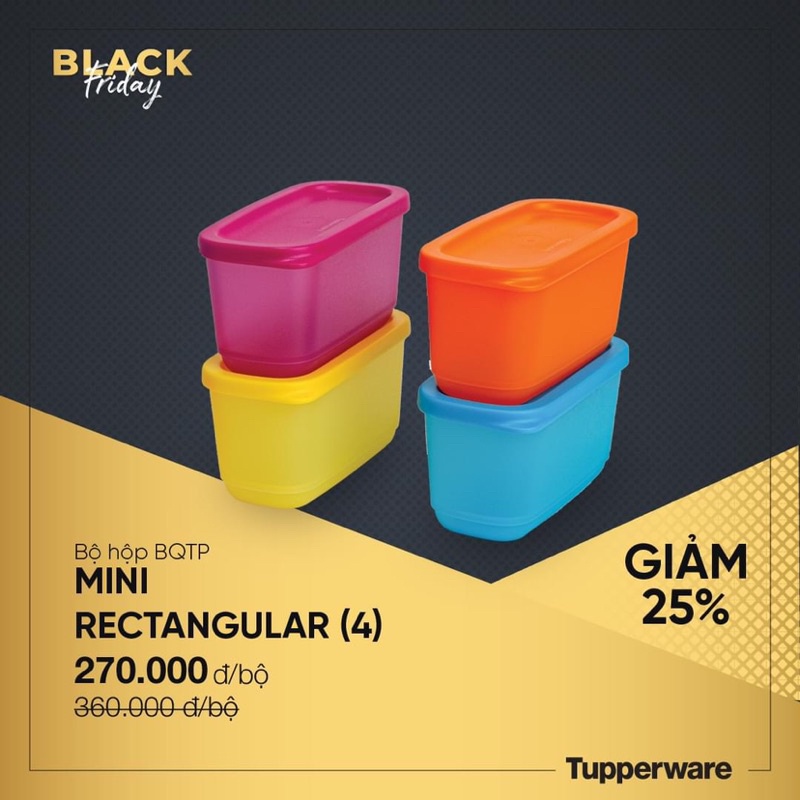 Mini Rectangular 250ML box set (4 boxes) TUPPERWARE | Shopee Malaysia
