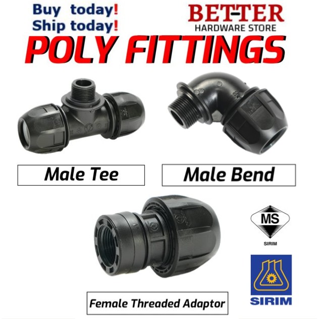 🔥Poly Fittings🔥 - Poly Connecter - 20mm 25mm 32mm - Male Tee / Male ...