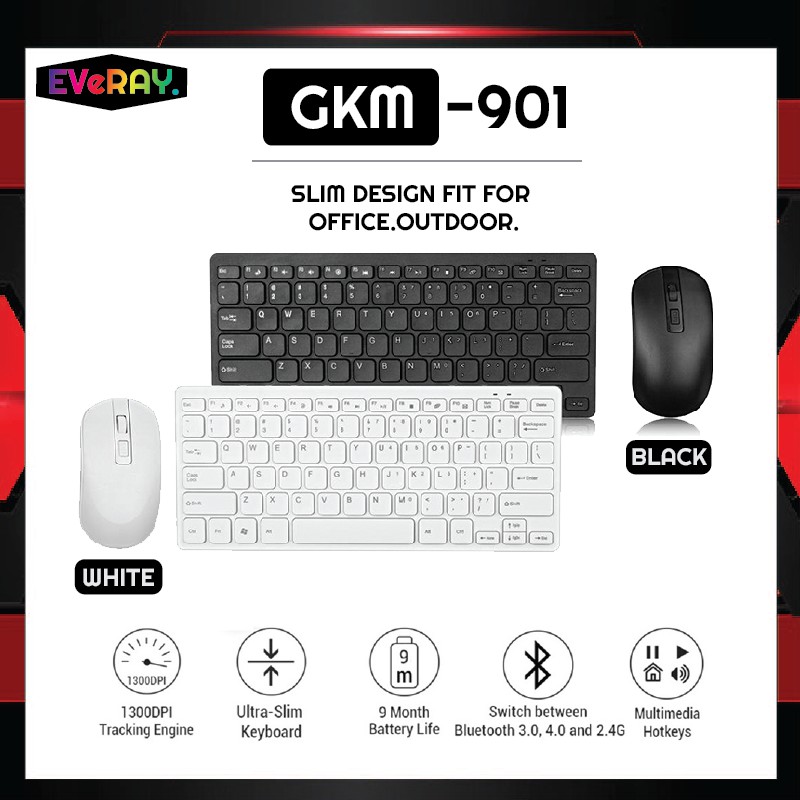 GKM901 Wireless 2.4GHz Mini Ultra Slim Silent Keyboard Mouse Set Office ...